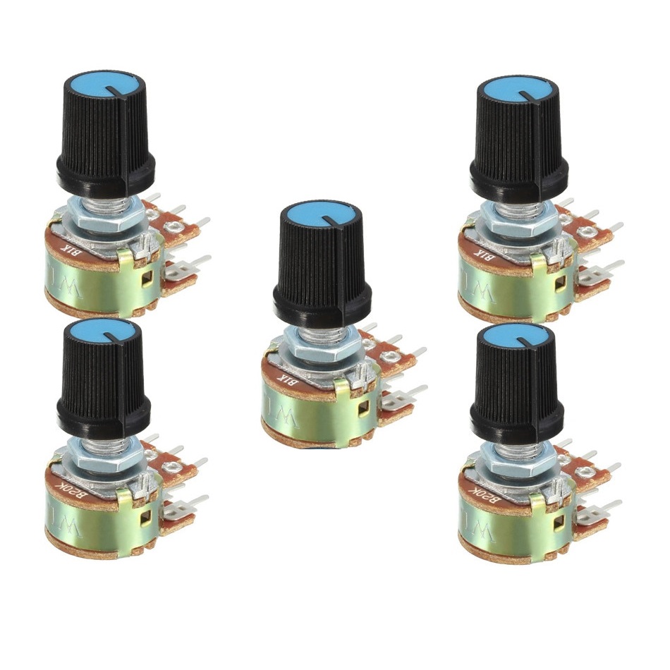 5x Potentiometers Pots Resistor Linear 6-Pin Taper Rotary With Knob Cap ...