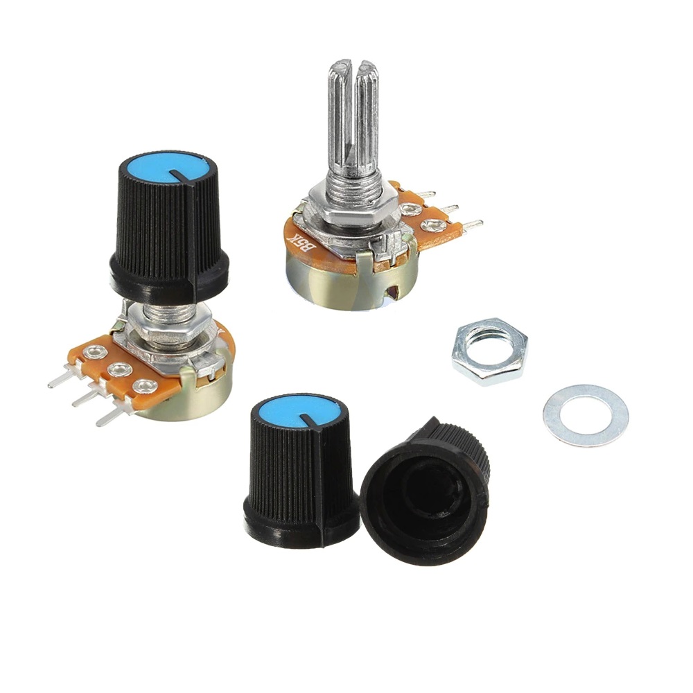 5x Potentiometers Pots Resistor Linear 6-Pin Taper Rotary With Knob Cap ...